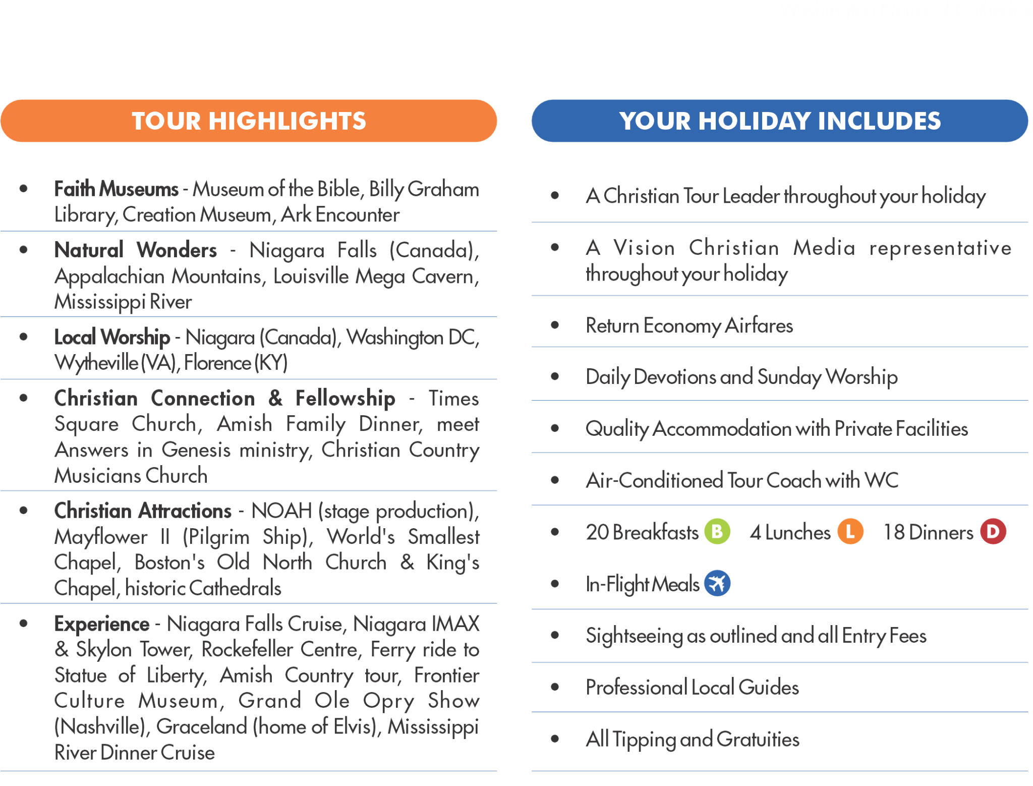 USA 2025 American Faith Journey – Christian Fellowship Tours