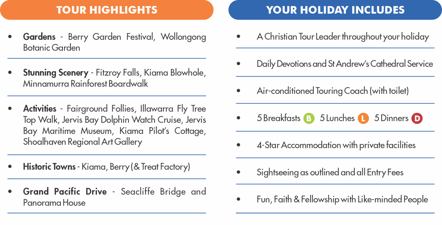 South Coast Escape 2025 – Christian Fellowship Tours